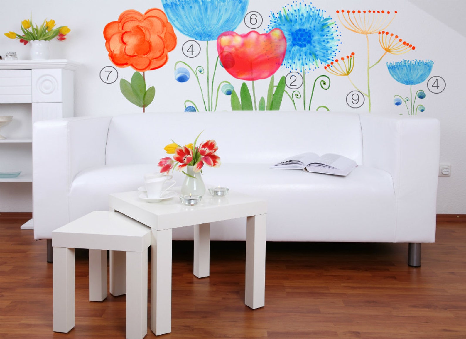 Wall Decal Giant Flower Blue No. 4, Home Décor, Bedroom Décor, Floral ...