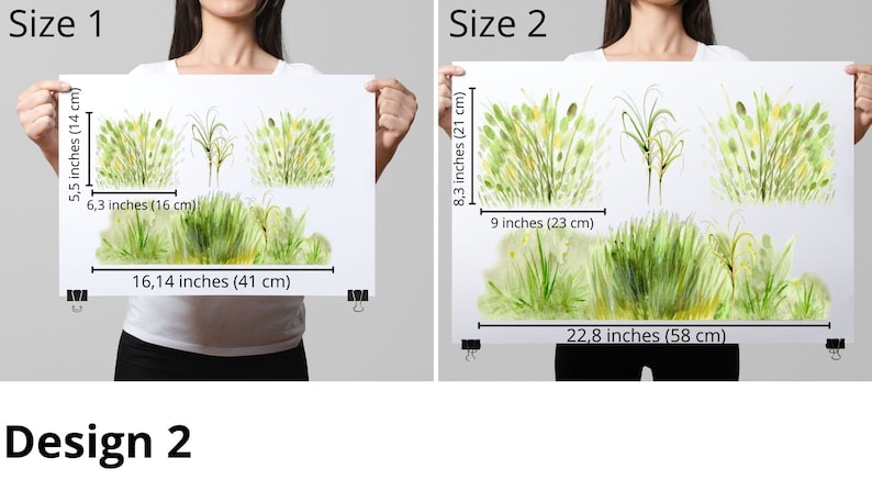Watercolor Grass Wall Decals Sectioned Fresh & Functional - Etsy