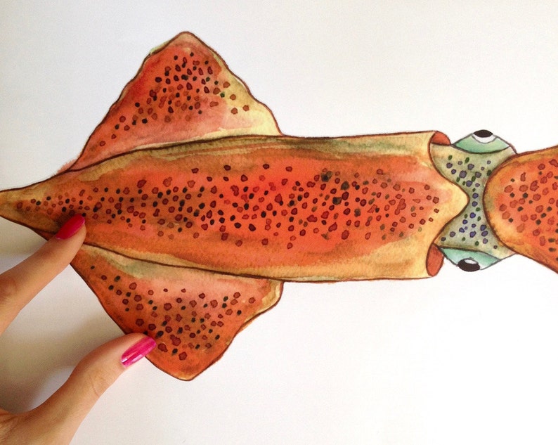 Squid Wall Decal Hand-painted Decals for Tiles Walls and | Etsy