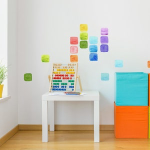 Wall Decals Watercolor Squares, Rainbow Colors, Tile Decals, Furniture ...