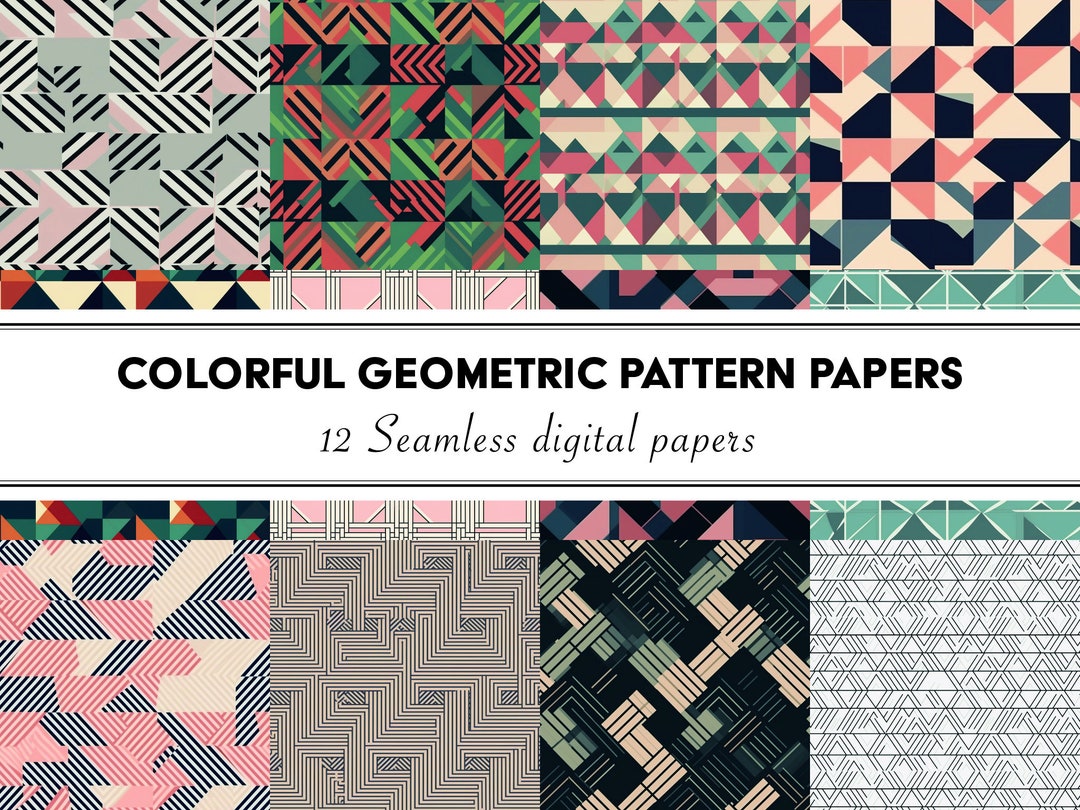 Colorful Geometric Modern Digital Paper Downloadable Patterns Digital ...