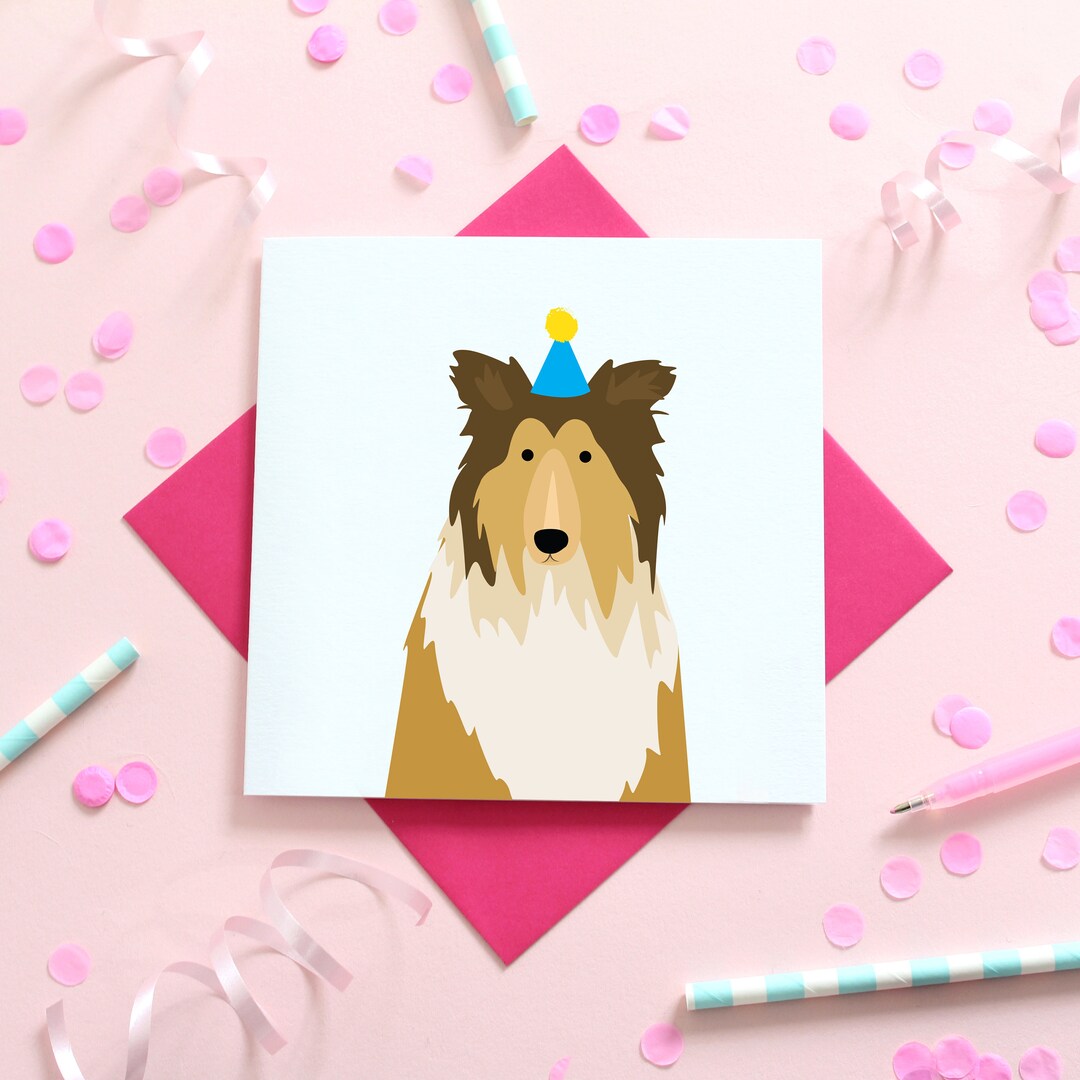 Birthday Rough Collie, Dog Card - Etsy