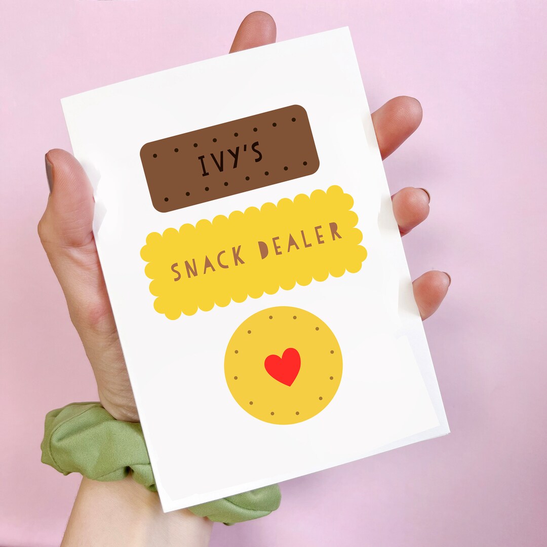 Personalised Funny Snack Dealer Card - Etsy