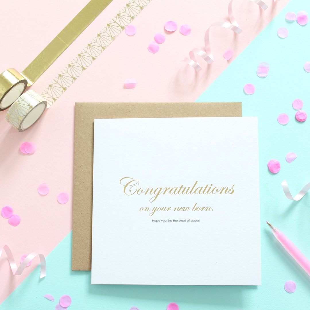 New Born Poop Card / Gold Foil / Funny New Baby Card / - Etsy
