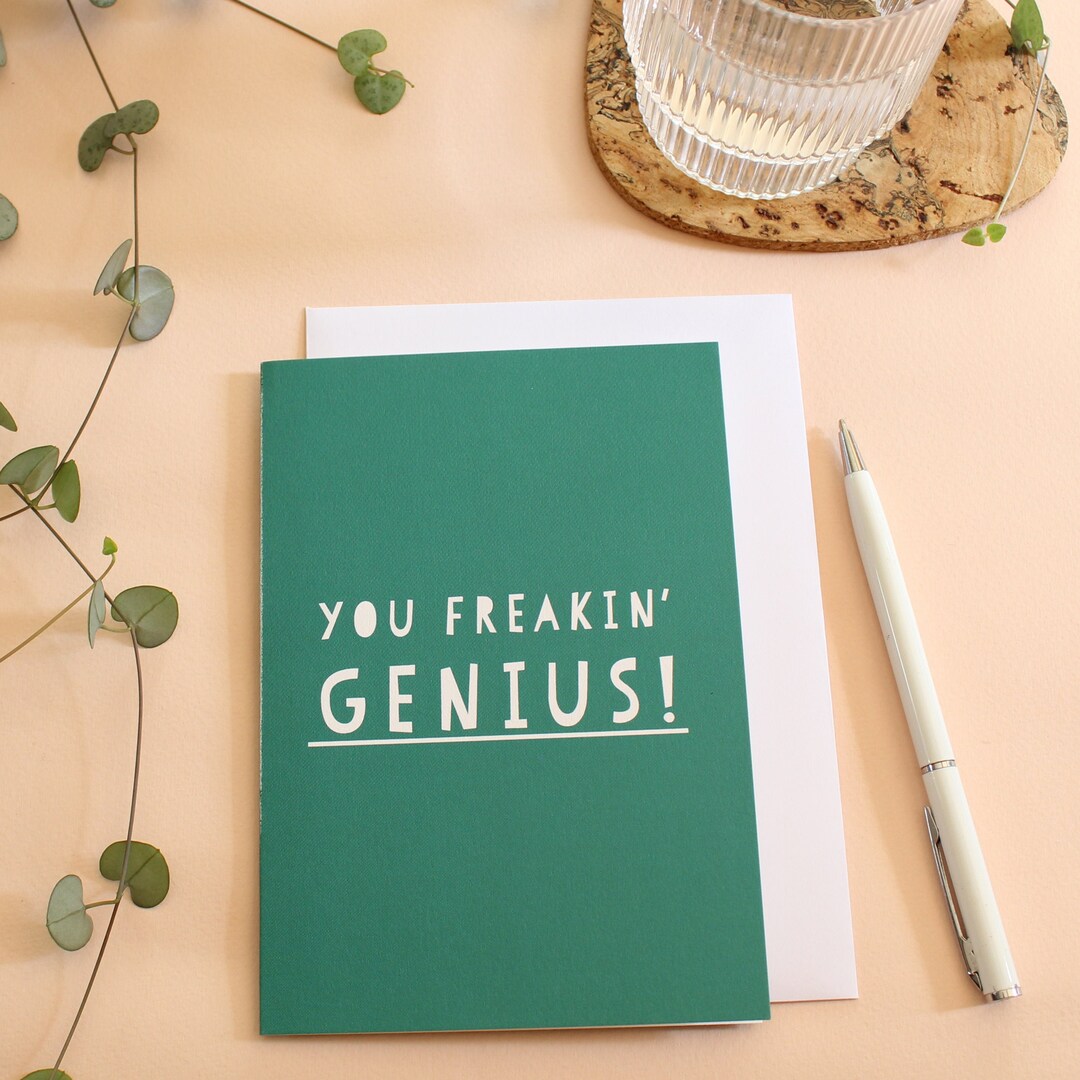 Freakin' Genius, Wordy Card - Etsy