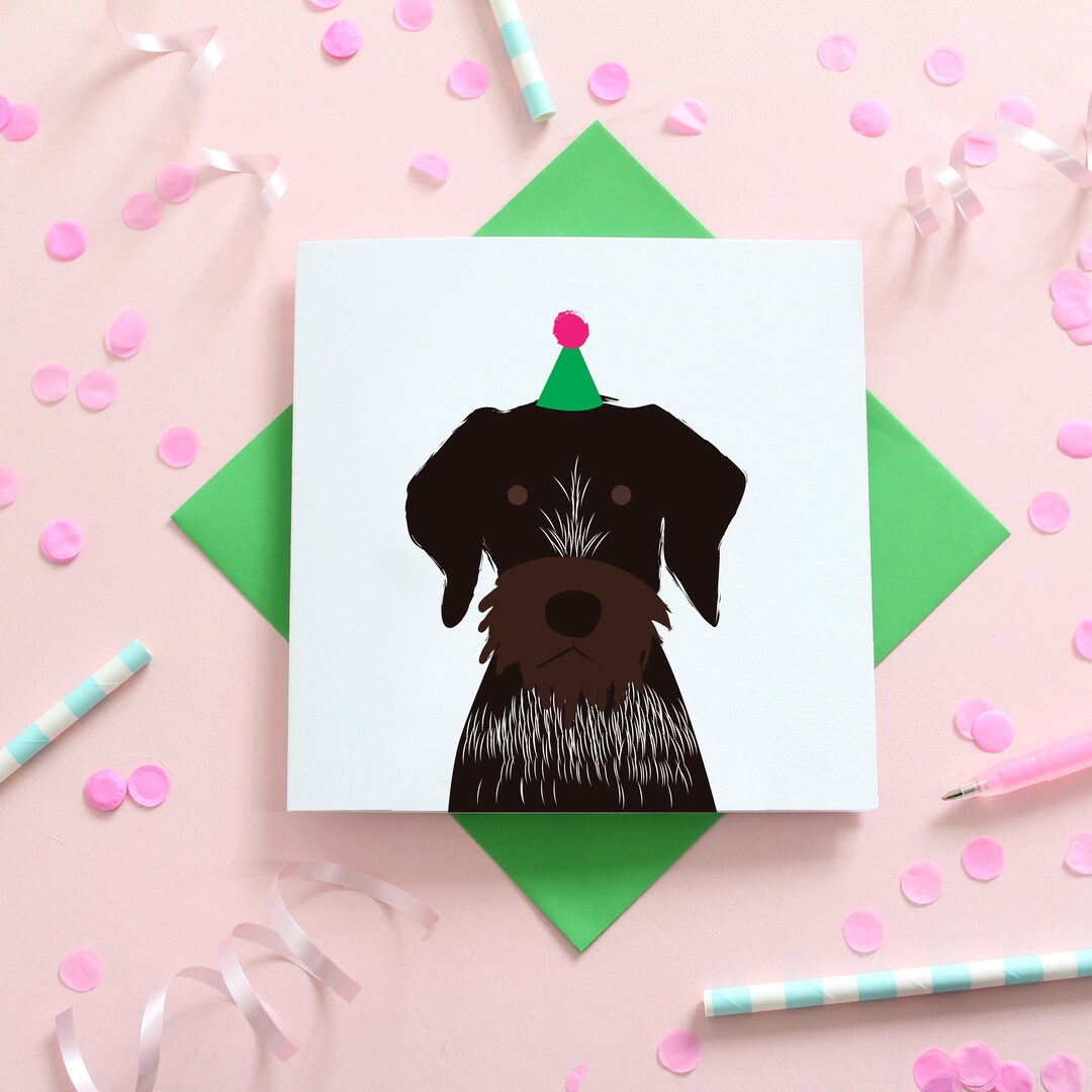 German Wire-haired Pointer Birthday Dog Card - Etsy