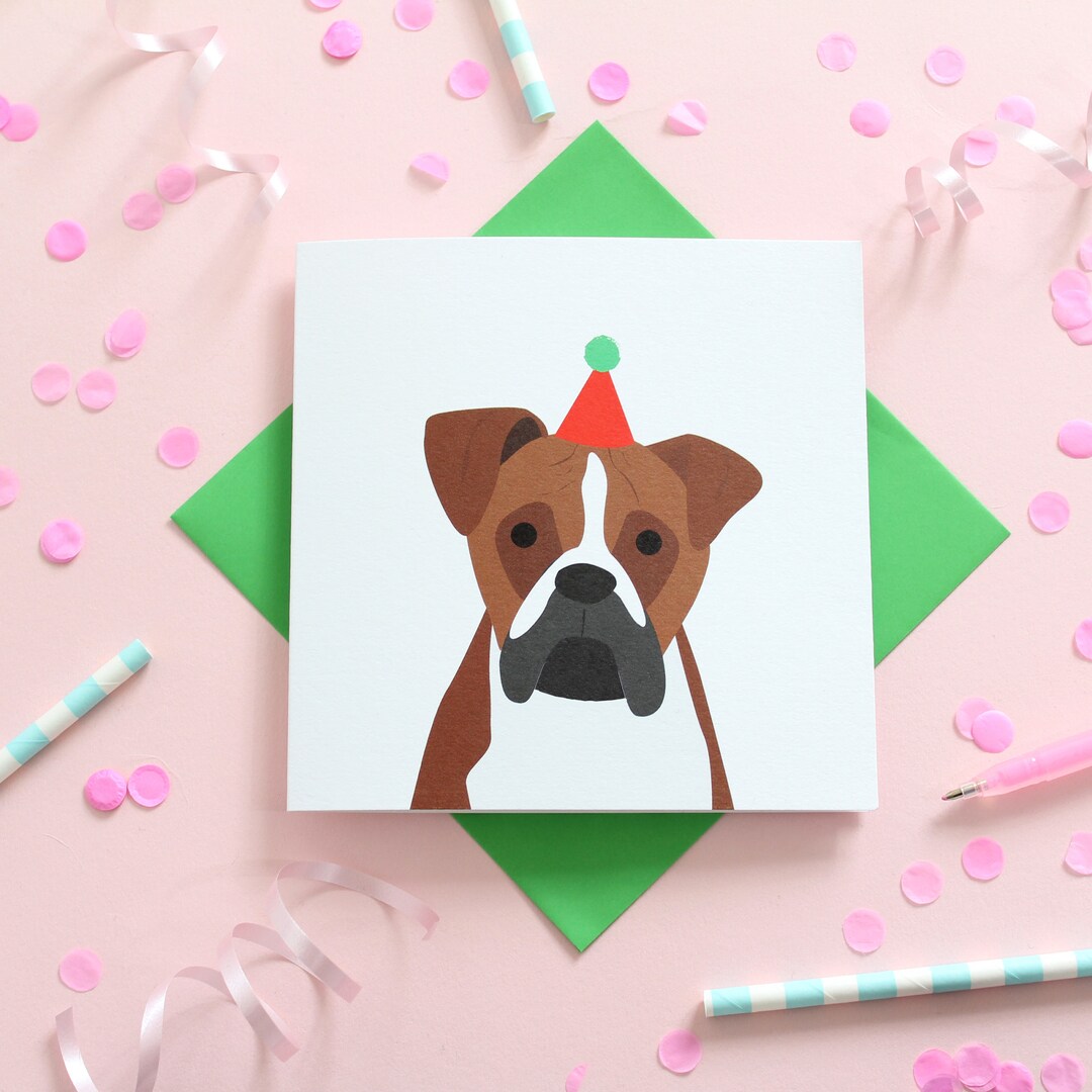 Boxer Dog Birthday Dog Card - Etsy