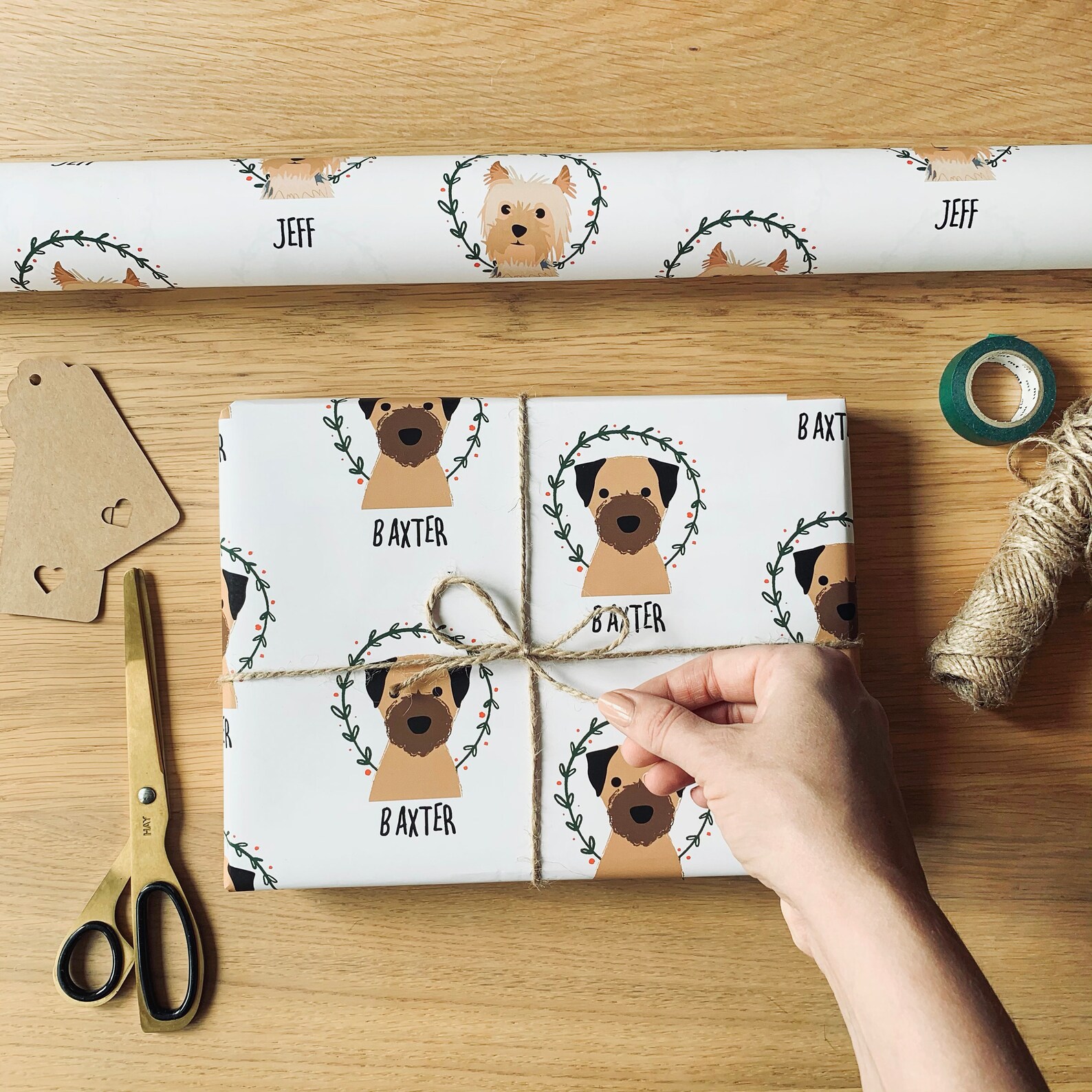 Personalised Botanical Christmas Dog Wrapping Paper | Etsy