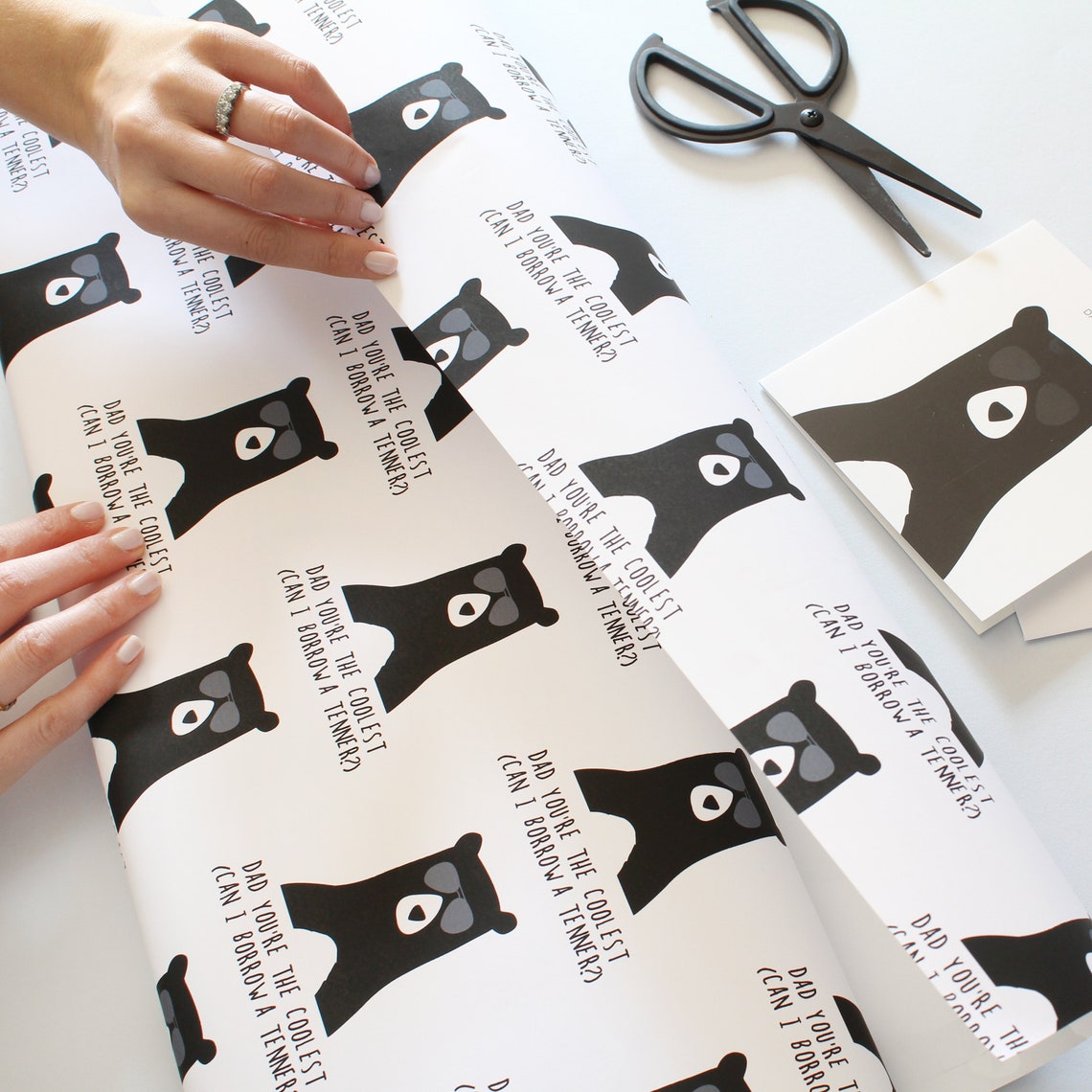 Personalised Daddy Bear Wrapping Paper / Father's Day / - Etsy