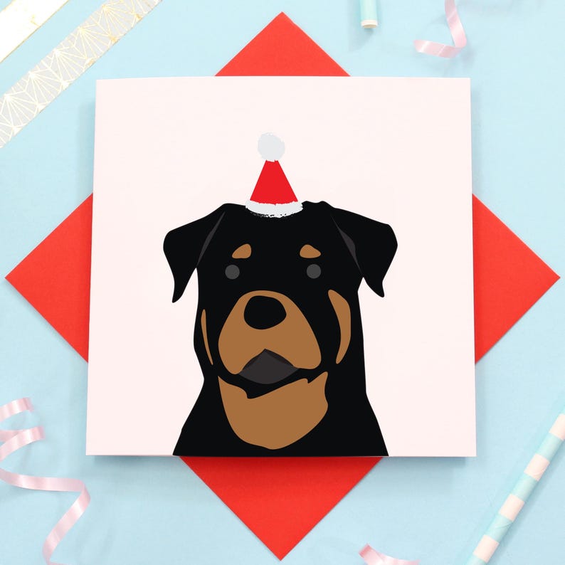 Christmas Rottweiler Dog Card - Etsy