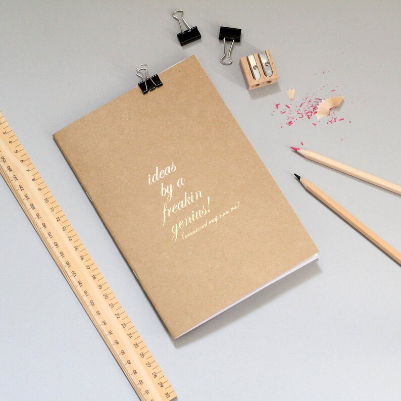Ideas by A Freakin Genius Notebook / Gold Foil Notebook / - Etsy