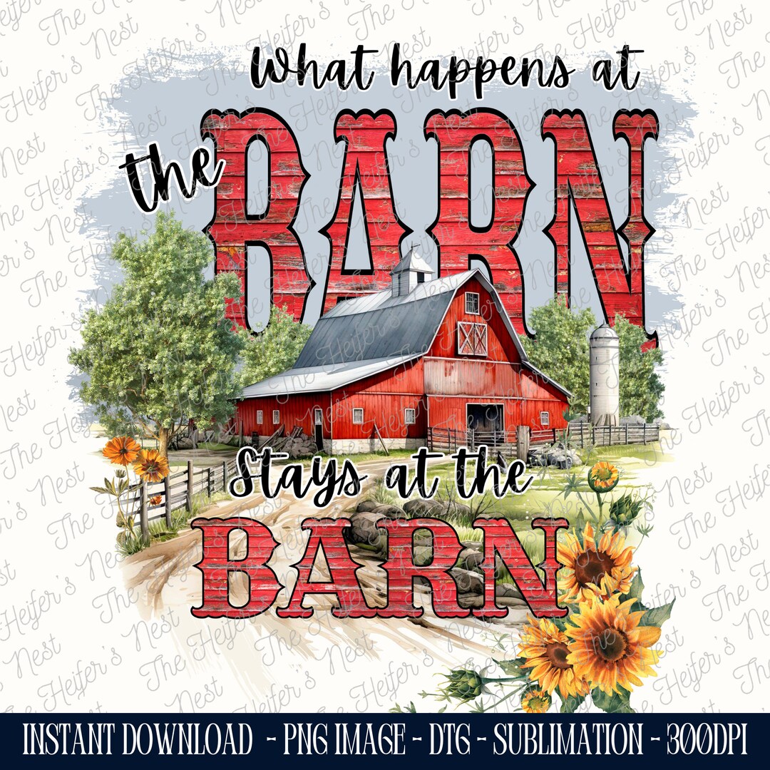 What Happens at the Barn PNG, Red Barn PNG, Country Design Png, Digital ...