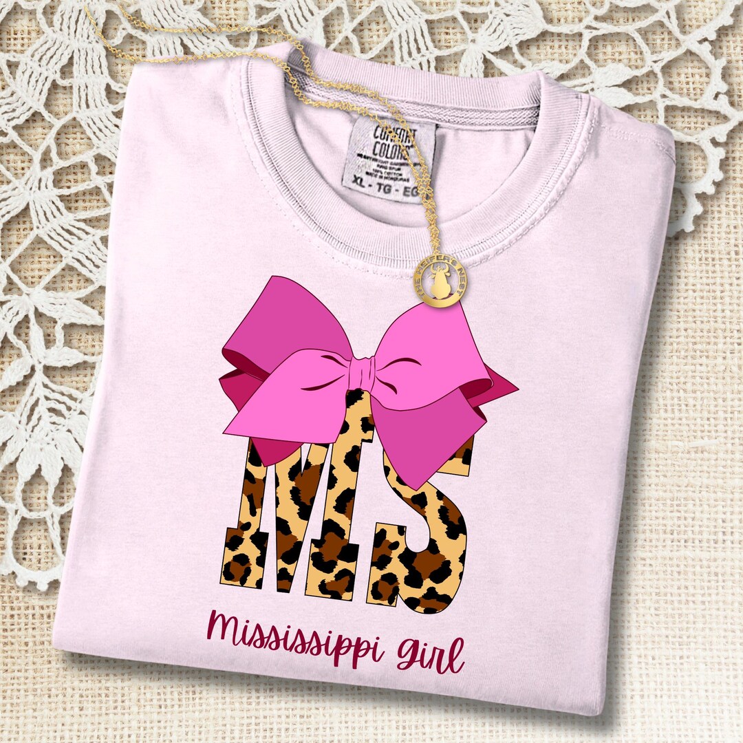 Mississippi Girl PNG, Leopard Print, Pink Bow DTG Sublimation (digital ...