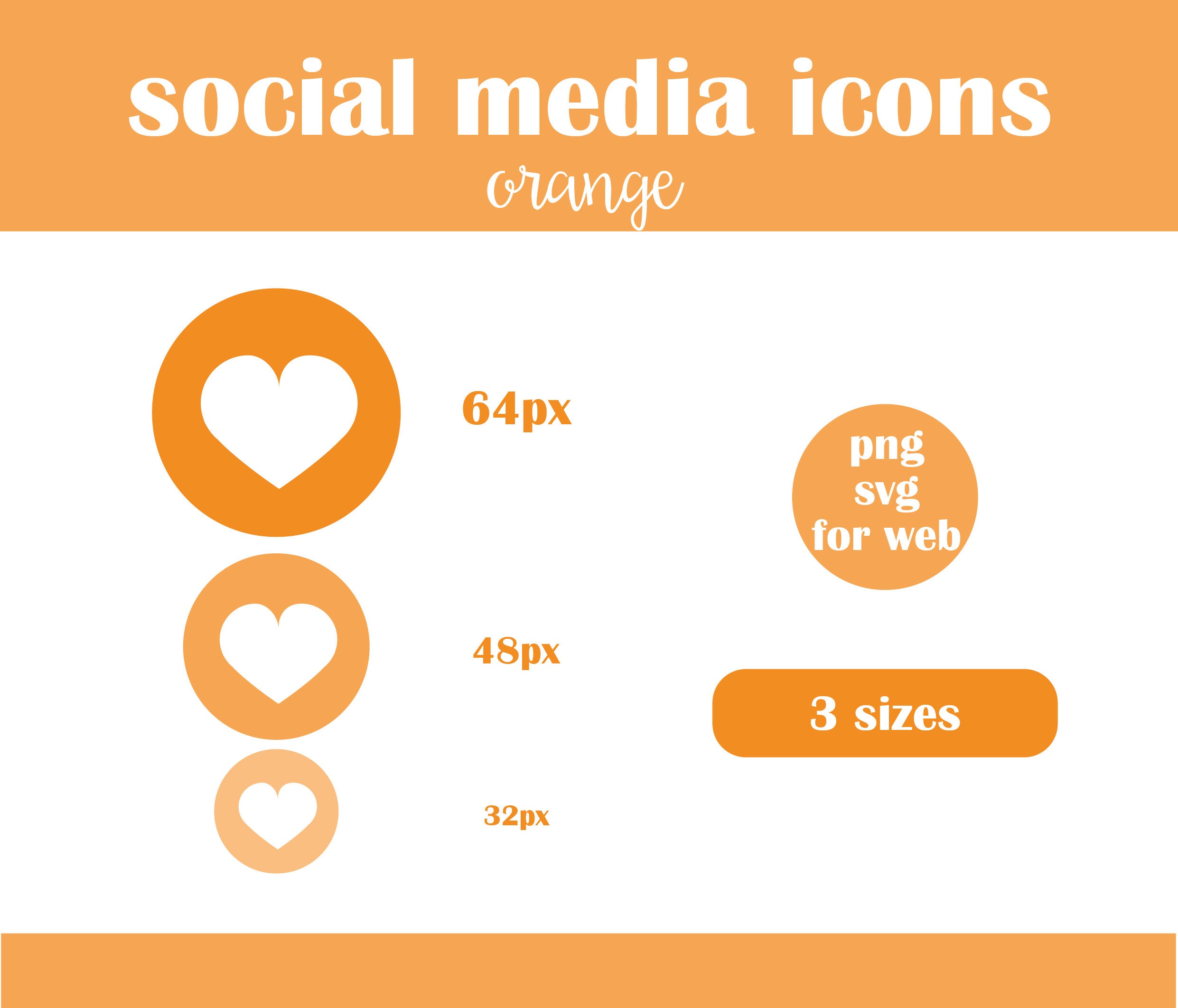 Orange Monochromatic Social Media Icons Web and Print Ready Bundle 1250 ...