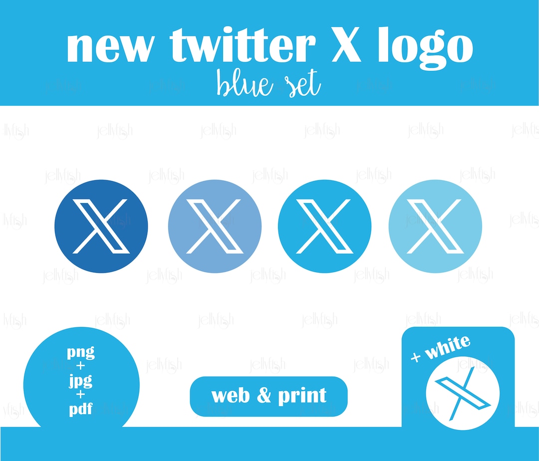 New Twitter X Logo - Digital Download - Round Icons in Blue and White ...