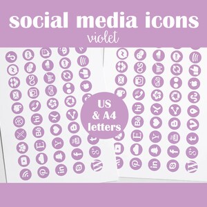 Violet/purple Social Media Icons - Web and Print Ready - JPG, PNG, SVG ...