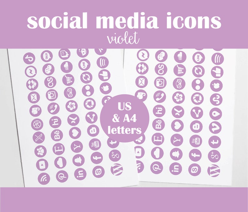 Violet/purple Social Media Icons - Web and Print Ready - JPG, PNG, SVG ...