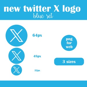 New Twitter X Logo Digital Download Round Icons in Blue and White Color ...