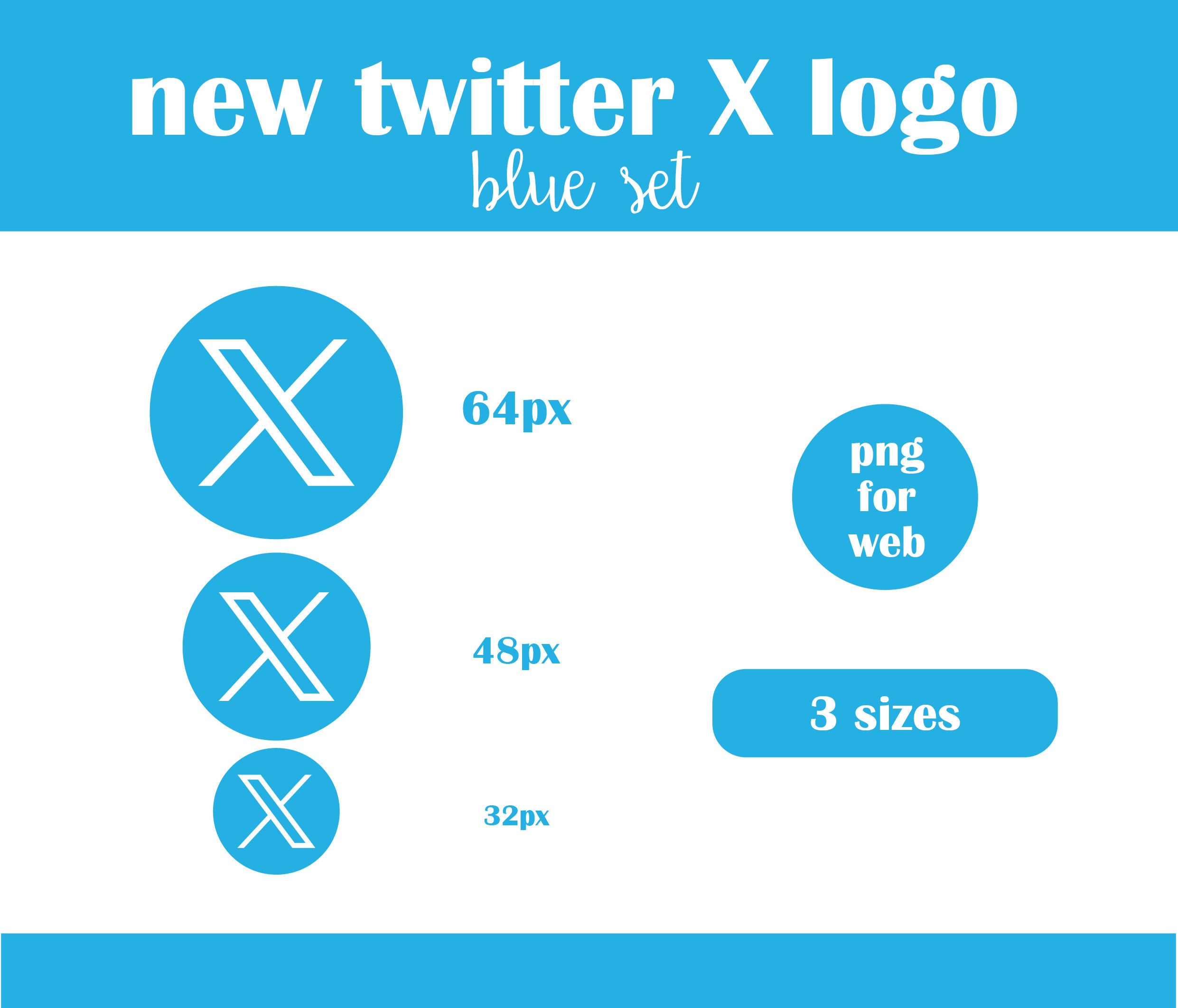 New Twitter X Logo - Digital Download - Round Icons in Blue and White ...