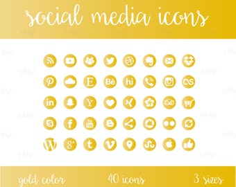Social Media Icons Set Gold Glitter Download | Etsy