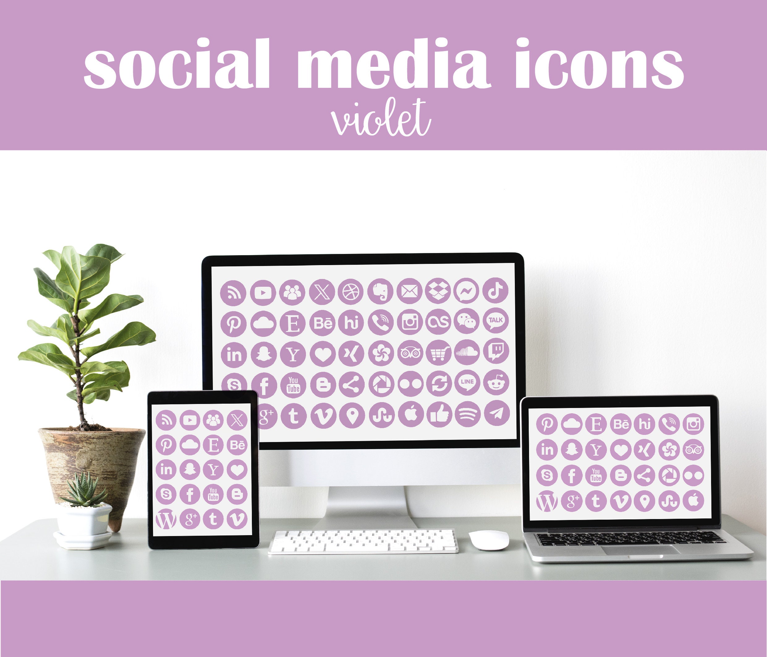 Violet/purple Social Media Icons - Web and Print Ready - JPG, PNG, SVG ...