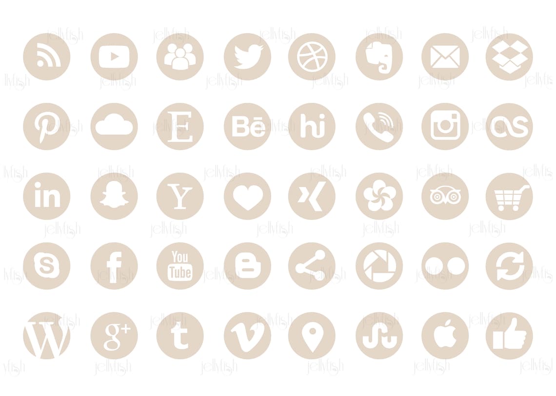 Social Media Icons Set Beige Color Download | Etsy