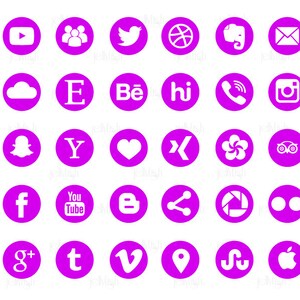 Social Media Icons Set Purple Download - Etsy