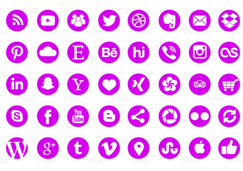 Social Media Icons Set Purple Download - Etsy