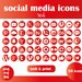 Red Social Media Icons - Web and Print Ready - JPG, PNG, SVG - Etsy