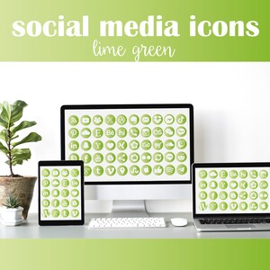 Lime Green Social Media Icons - Web and Print Ready - JPG, PNG, SVG - Etsy