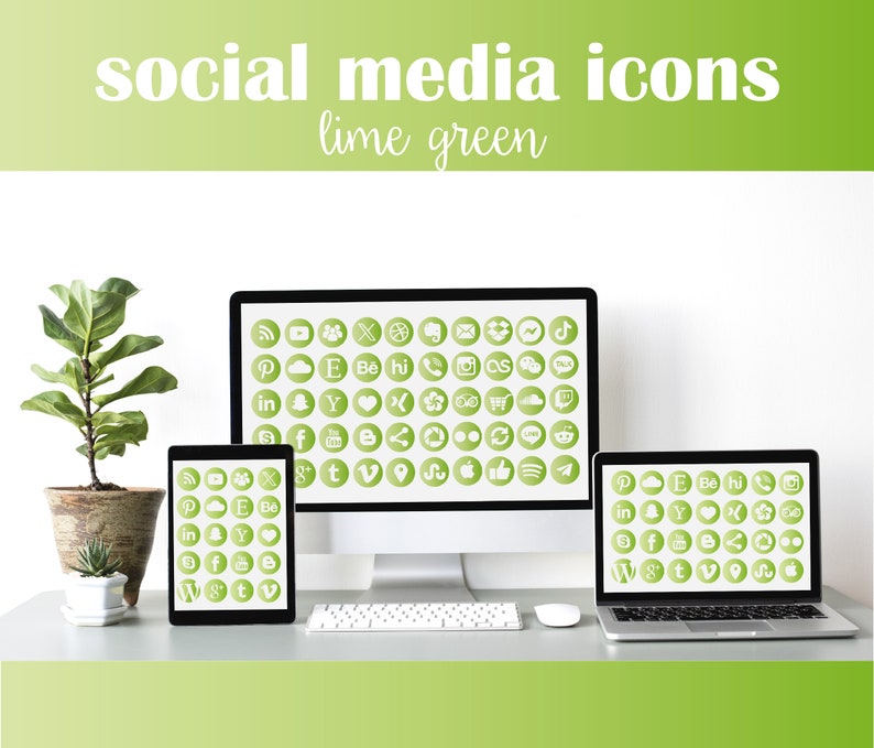 Lime Green Social Media Icons - Web and Print Ready - JPG, PNG, SVG - Etsy