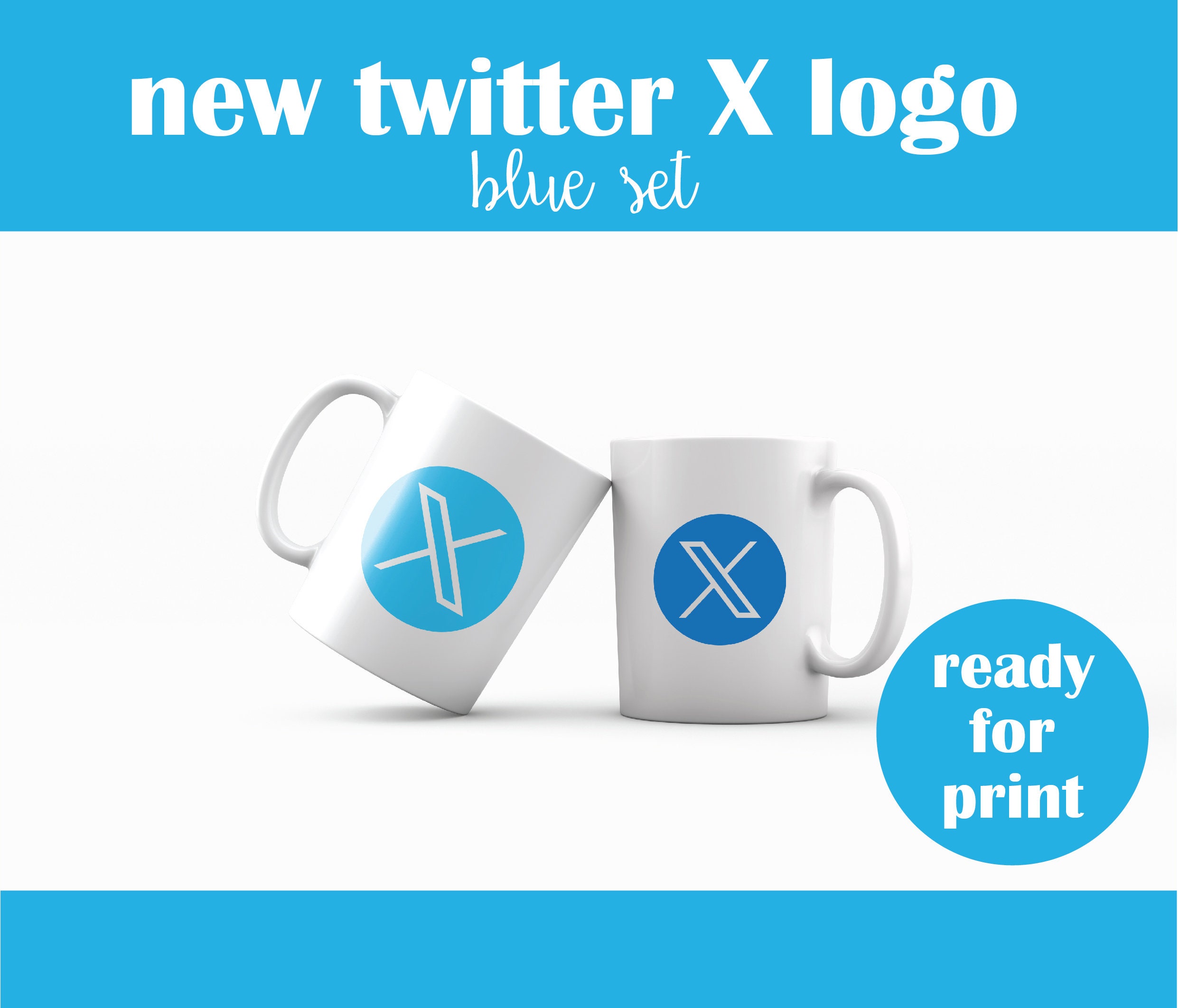 New Twitter X Logo - Digital Download - Round Icons in Blue and White ...