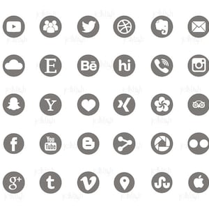 Social Media Icons Set Gray Download - Etsy