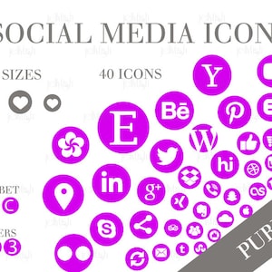 Social Media Icons Set Purple Download - Etsy