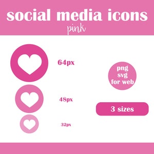 Pink Monochromatic Social Media Icons - Web and Print Ready - Bundle ...