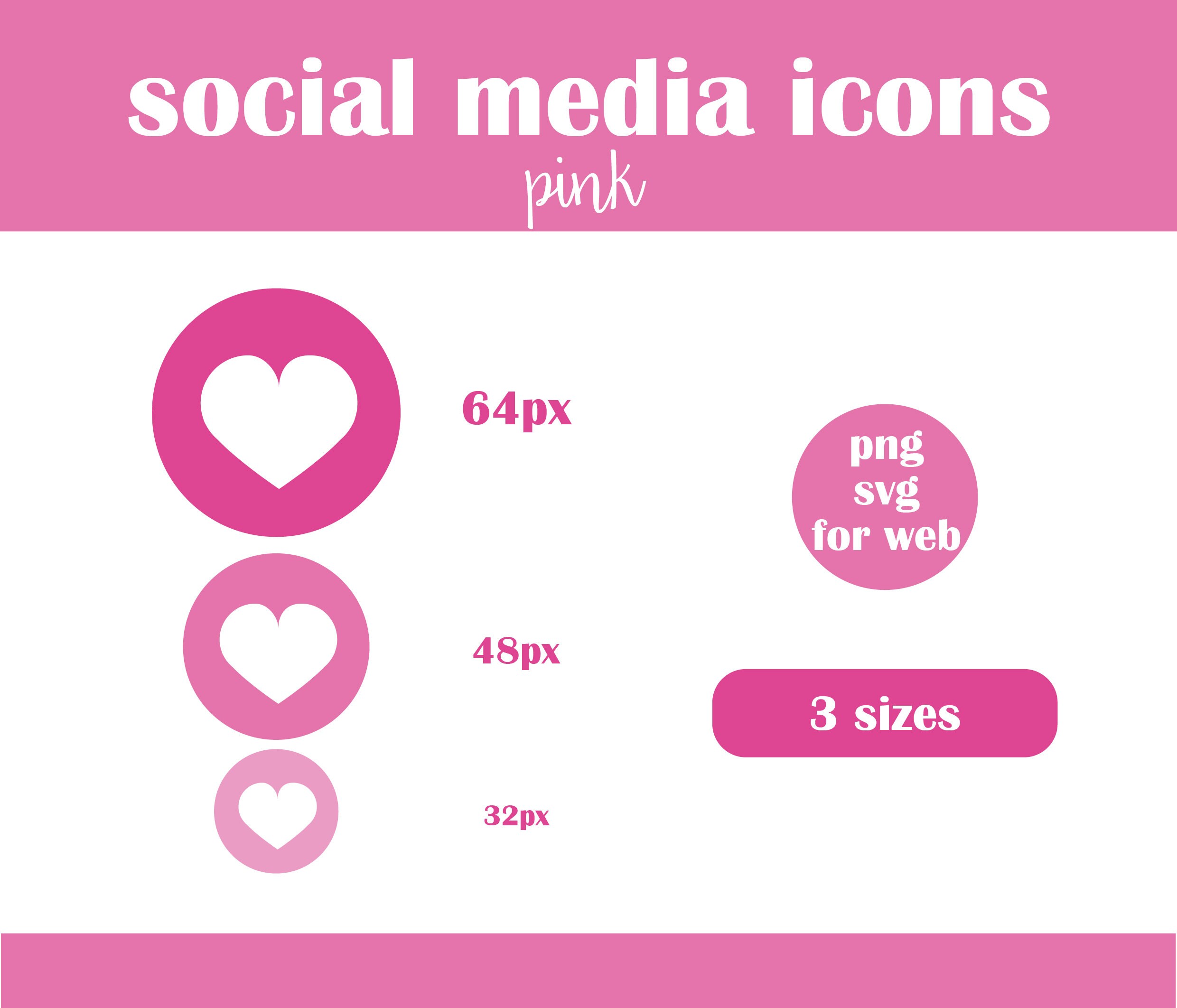 Pink Monochromatic Social Media Icons Web and Print Ready Bundle 1250 ...