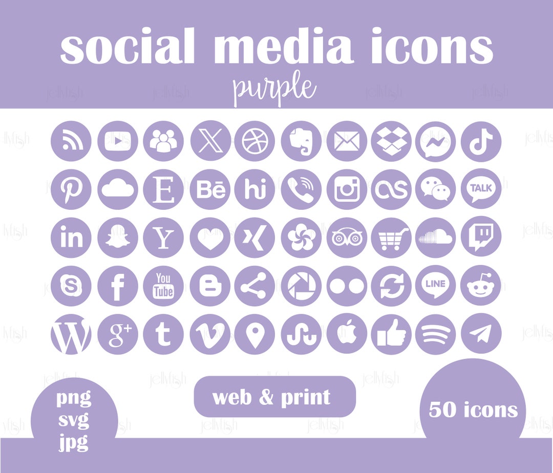 Purple/violet Social Media Icons - Web and Print Ready - JPG, PNG, SVG ...