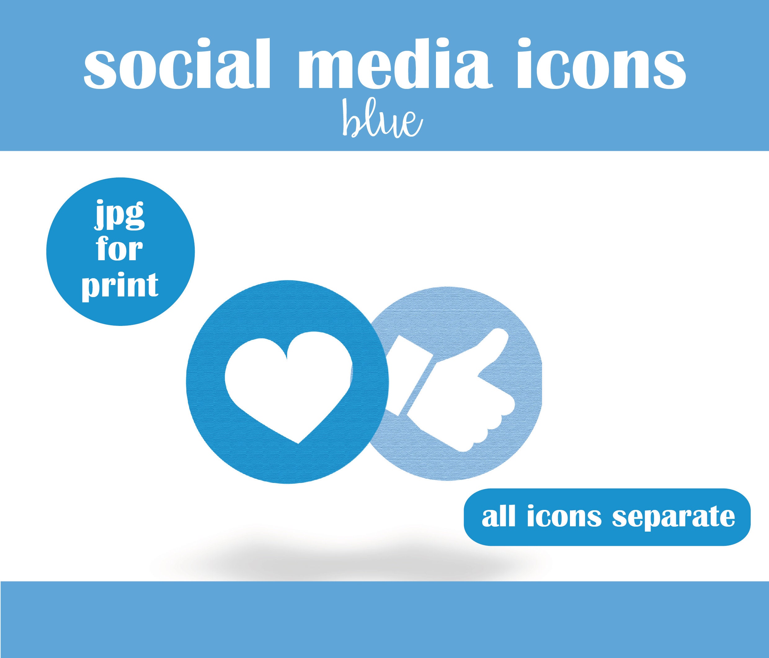 Blue Monochromatic Social Media Icons - Web and Print Ready - Bundle ...