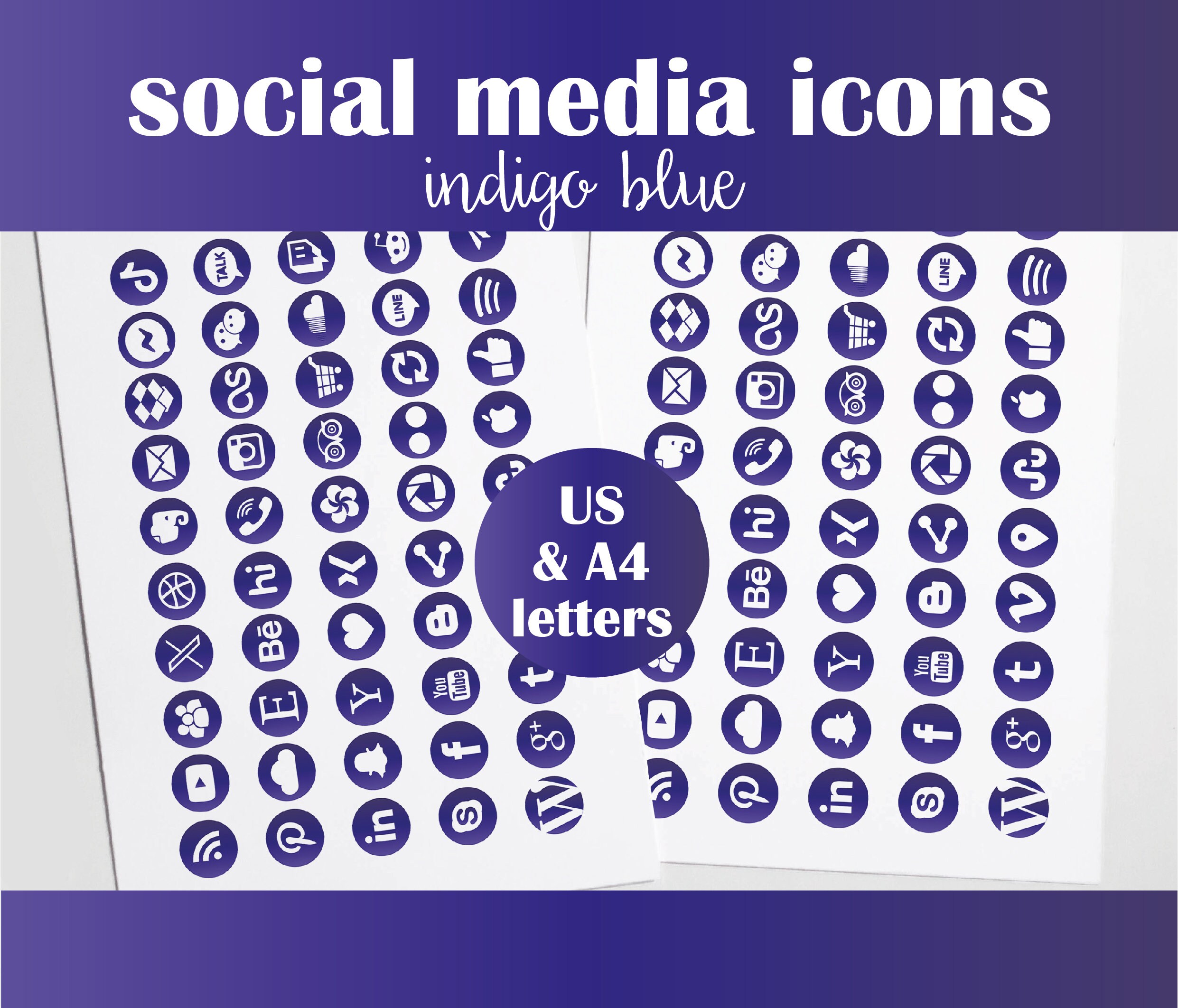 Indigo Blue Social Media Icons - Web and Print Ready - JPG, PNG, SVG - Etsy