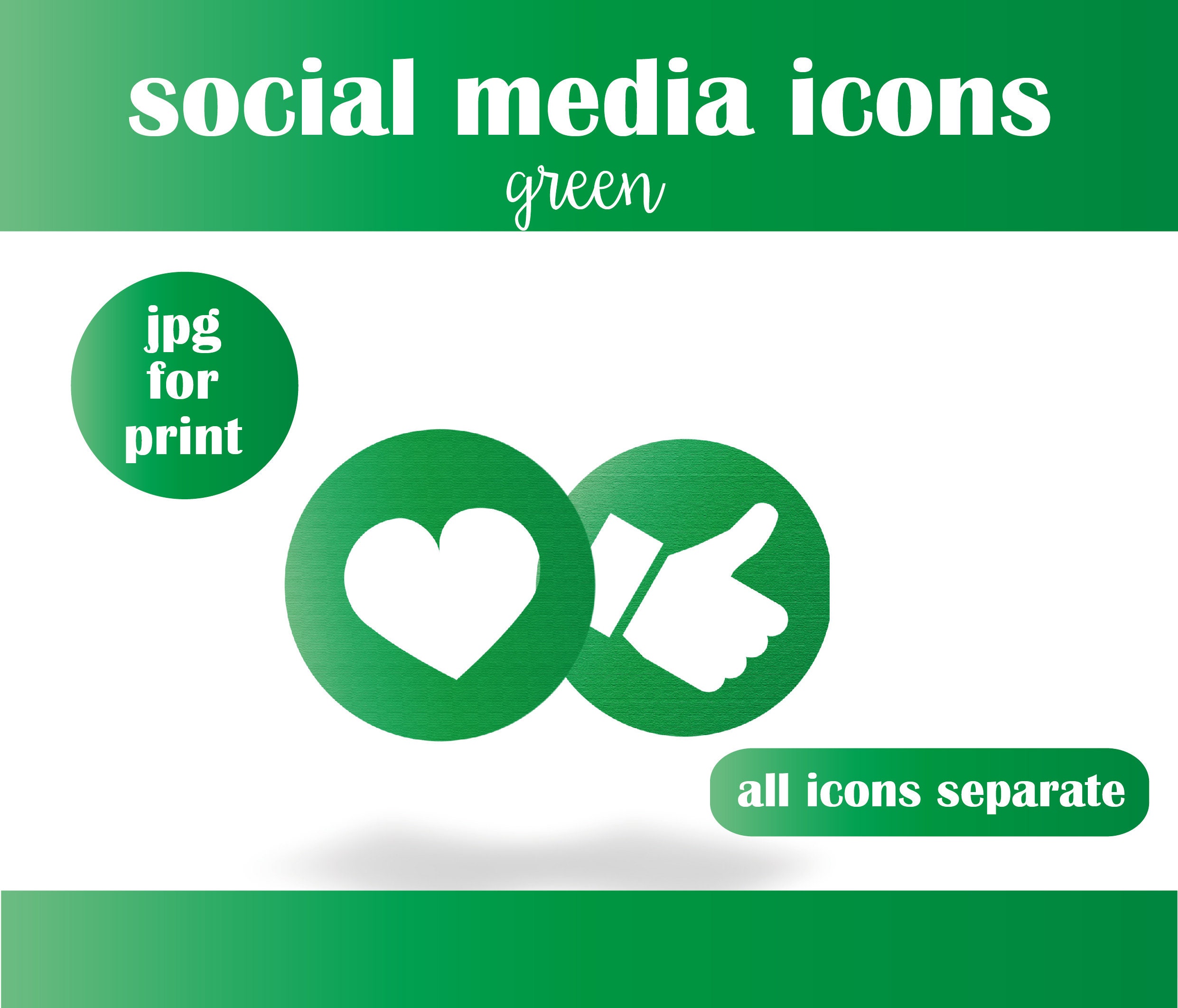Green Social Media Icons - Web and Print Ready - JPG, PNG, SVG - Etsy