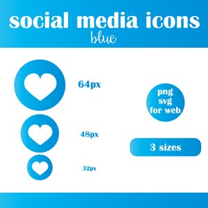Blue Social Media Icons - Web and Print Ready - JPG, PNG, SVG - Etsy