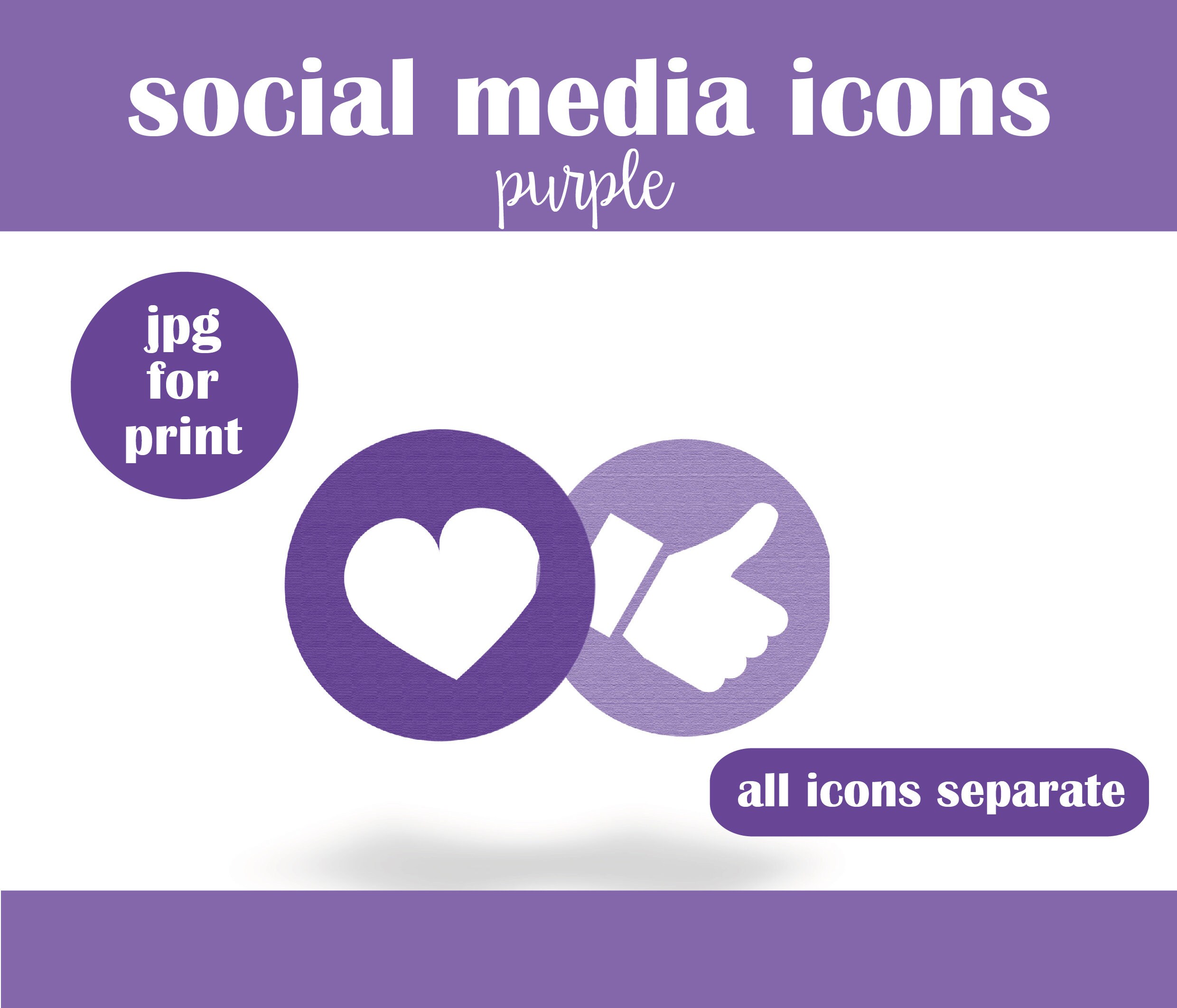 Purple Monochromatic Social Media Icons - Web and Print Ready - Bundle ...