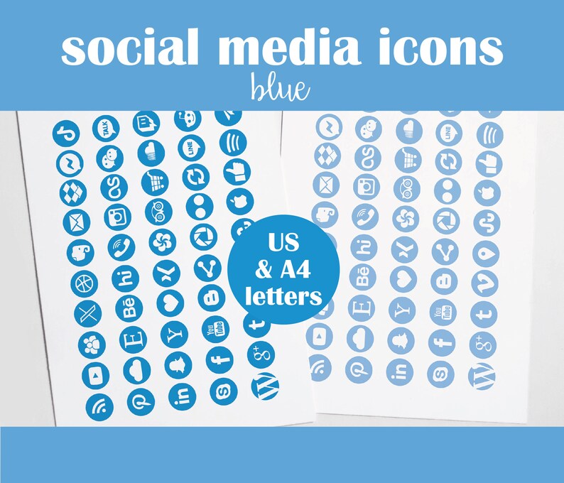 Blue Monochromatic Social Media Icons - Web and Print Ready - Bundle ...