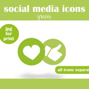 Green Monochromatic Social Media Icons - Web and Print Ready - Bundle ...