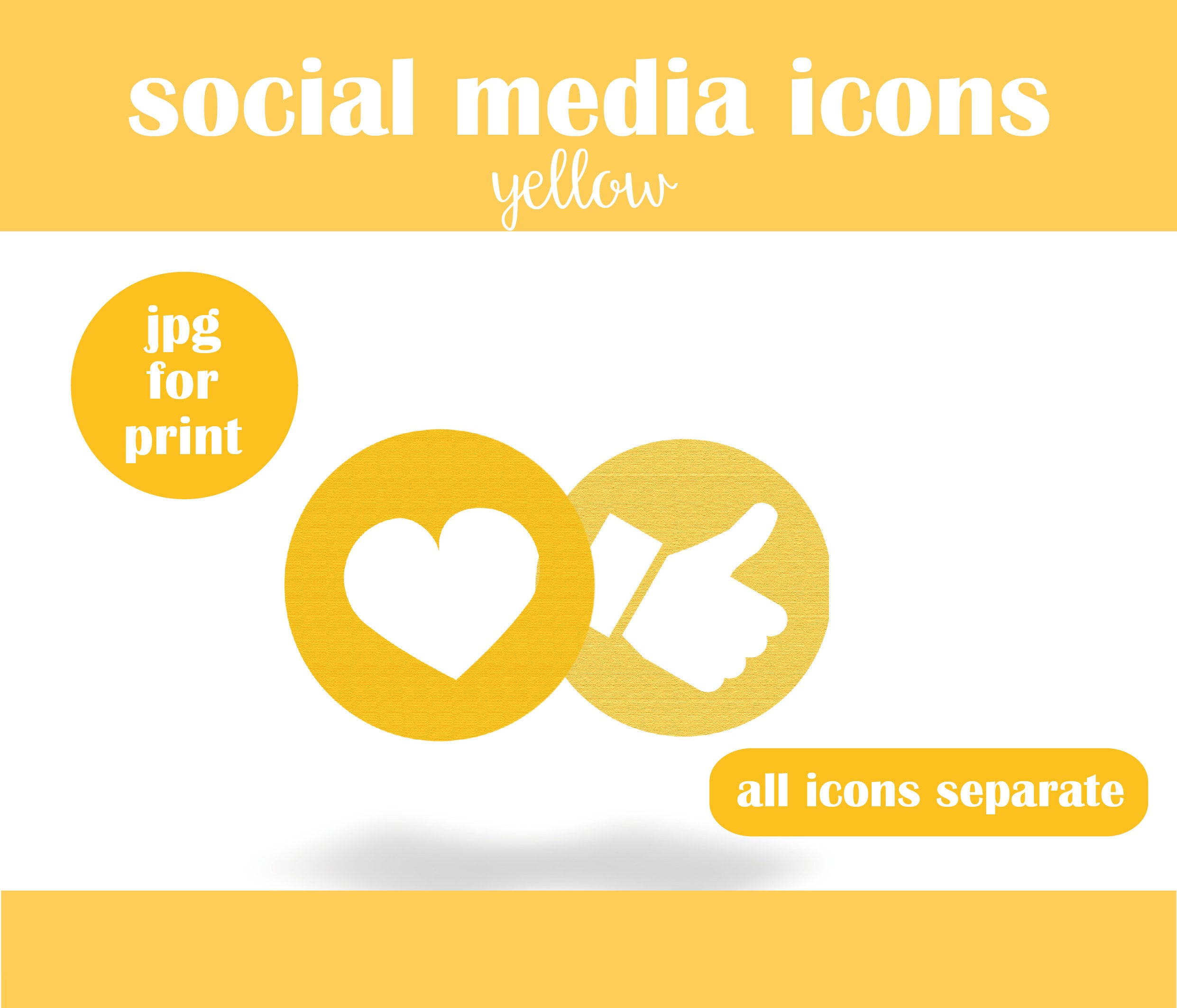 Yellow Monochromatic Social Media Icons - Web and Print Ready - Bundle ...
