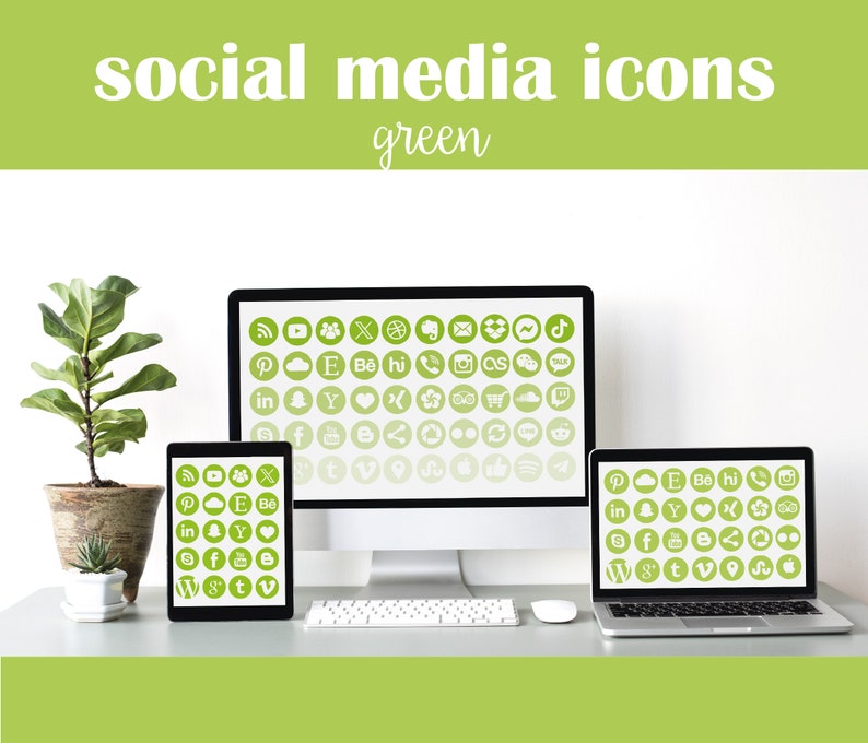 Green Monochromatic Social Media Icons - Web and Print Ready - Bundle ...