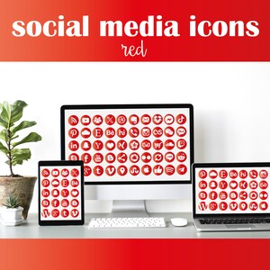 Red Social Media Icons - Web and Print Ready - JPG, PNG, SVG - Etsy