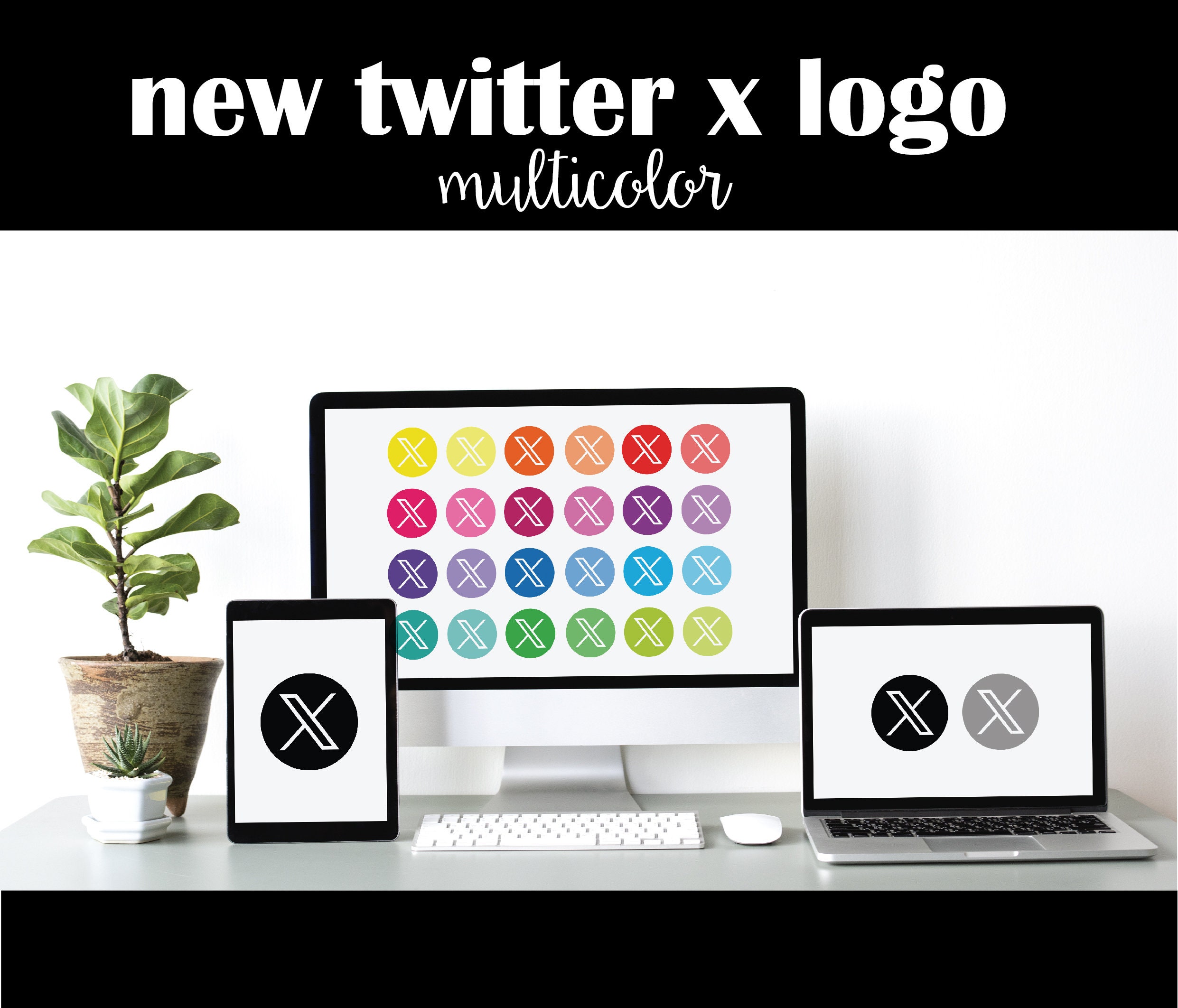 New Twitter X Logo - Digital Download - Round Icons in 26 Vibrant ...