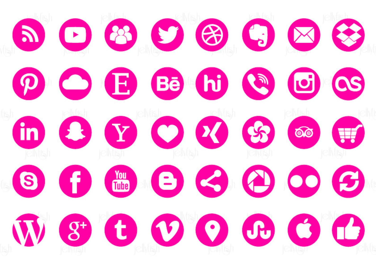 Social Media Icons Set Crazy Pink Download - Etsy