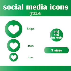 Green Social Media Icons - Web and Print Ready - JPG, PNG, SVG - Etsy